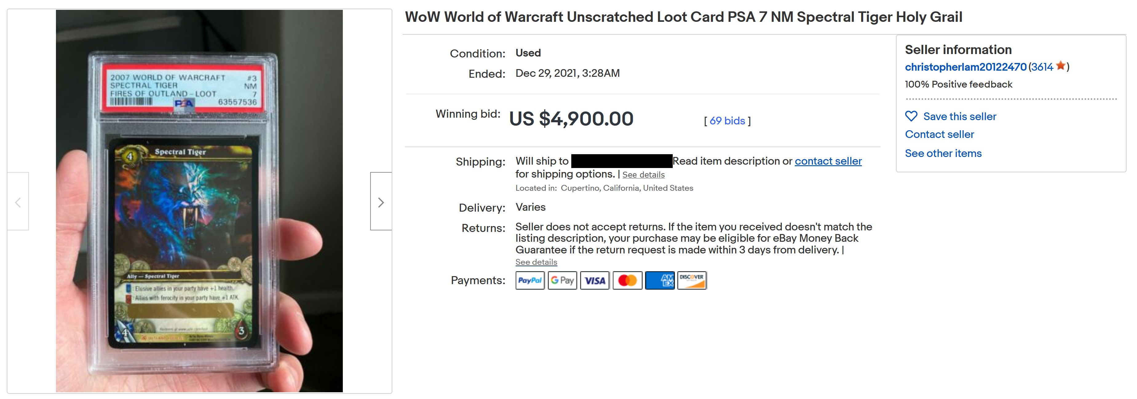 spectral tiger card code