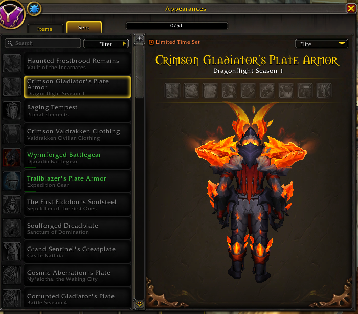A Preview of All Gladiator and Elite PvP Sets in Dragonflight PvP ...