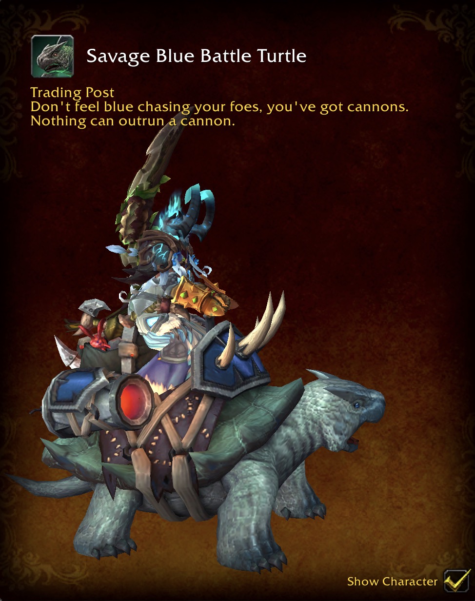 New Trading Post Mount in Patch 10.2.5 - Savage Blue Battle Turtle ...