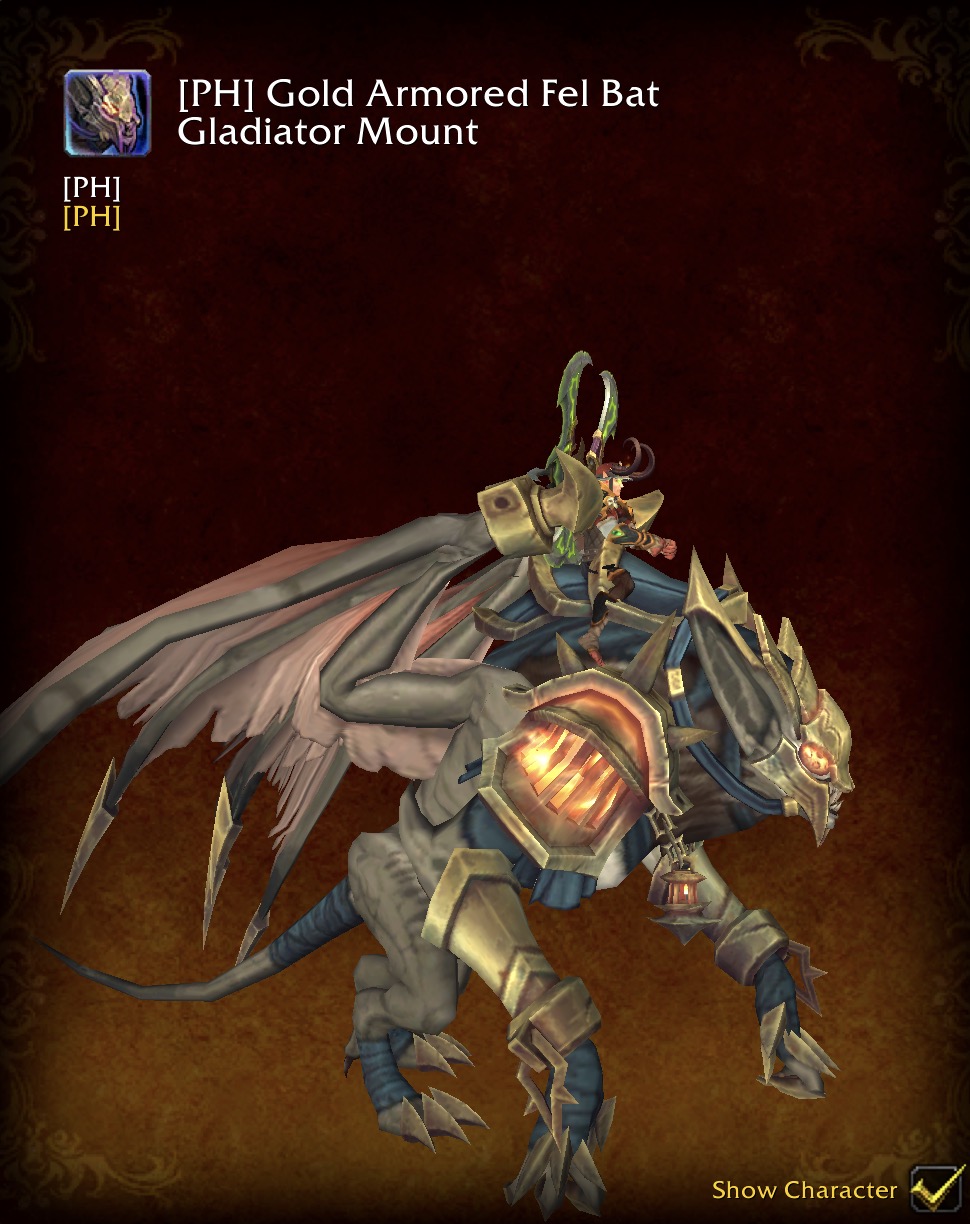 Gladiator Mounts in The War Within Season 1&2: Gold/Silver Armored Fel ...