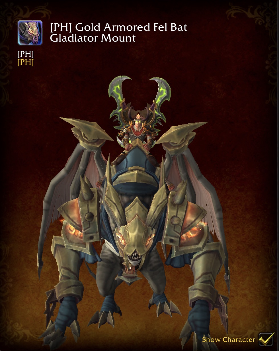 Gladiator Mounts in The War Within Season 1&2: Gold/Silver Armored Fel ...